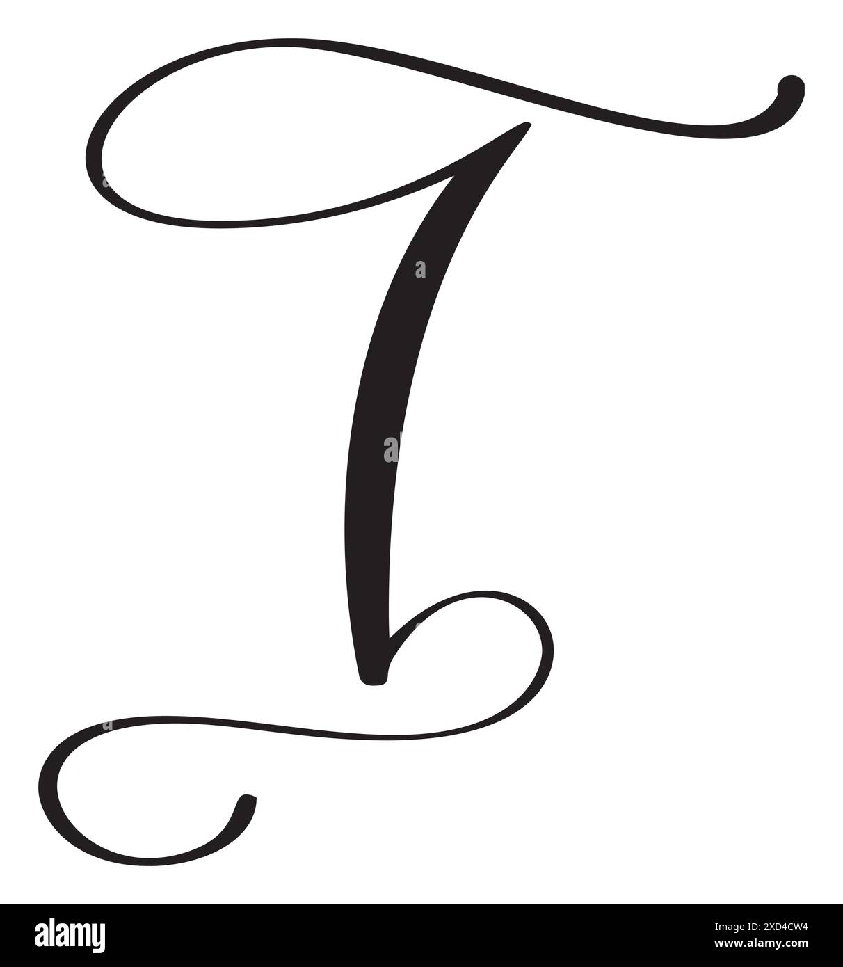 Hand drawn vector calligraphy letter I. Script capital font logo ...