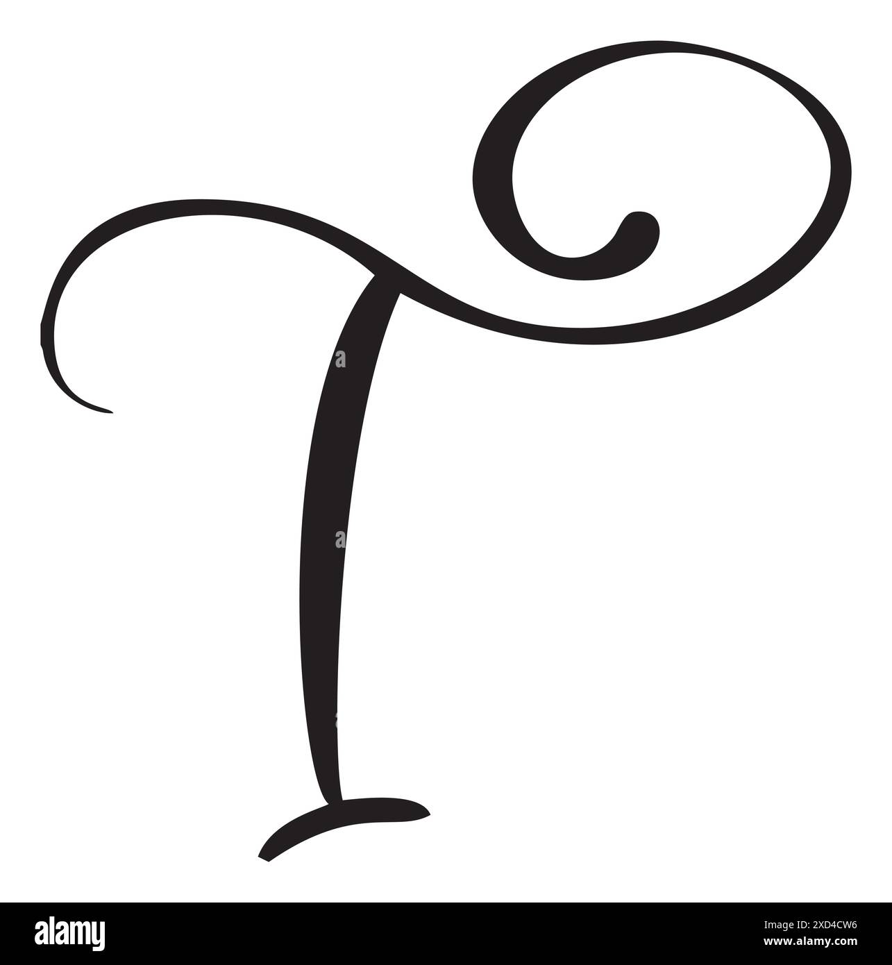 Hand drawn vector calligraphy letter capital I. Script font logo ...