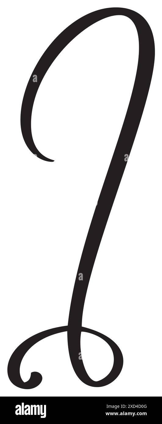 Vector calligraphy hand drawn letter I drop cap. Script font logo icon ...