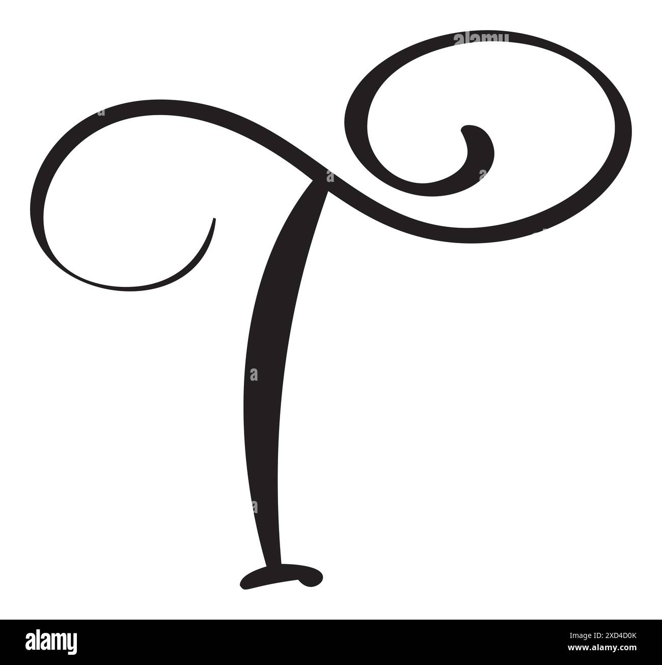 Vector calligraphy hand drawn letter I drop cap. Script font logo icon ...