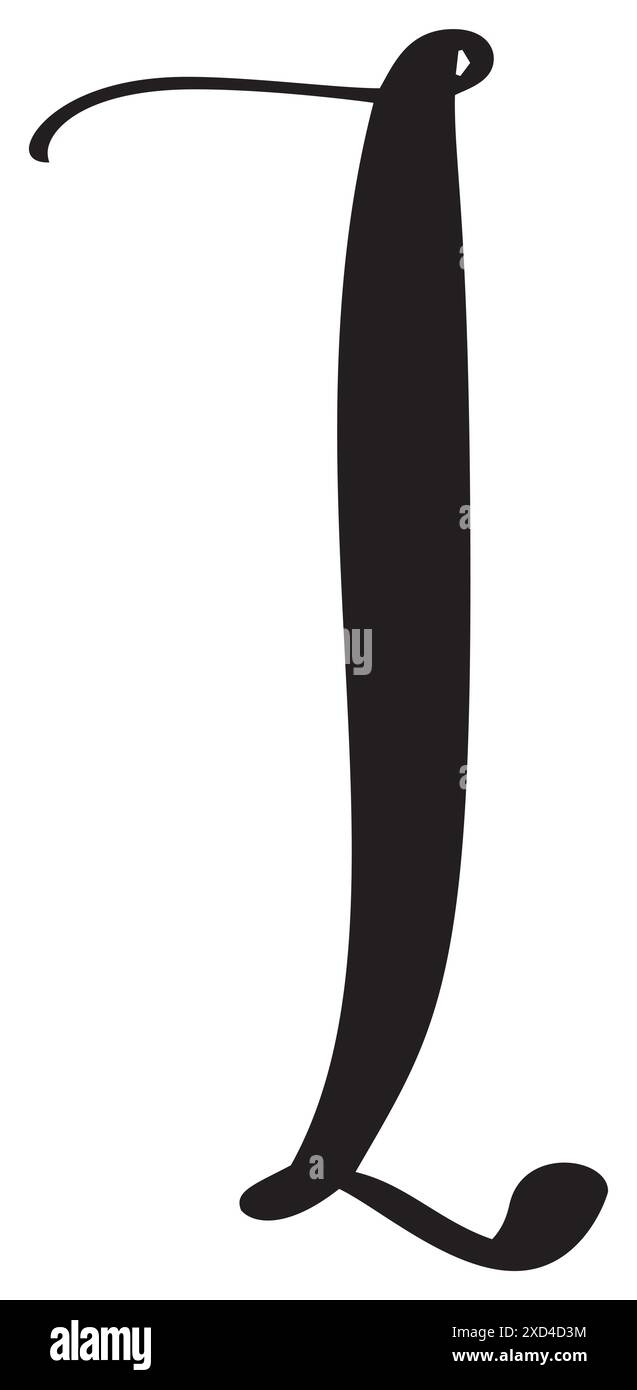 Hand drawn vector calligraphy letter capital I. Script font logo ...