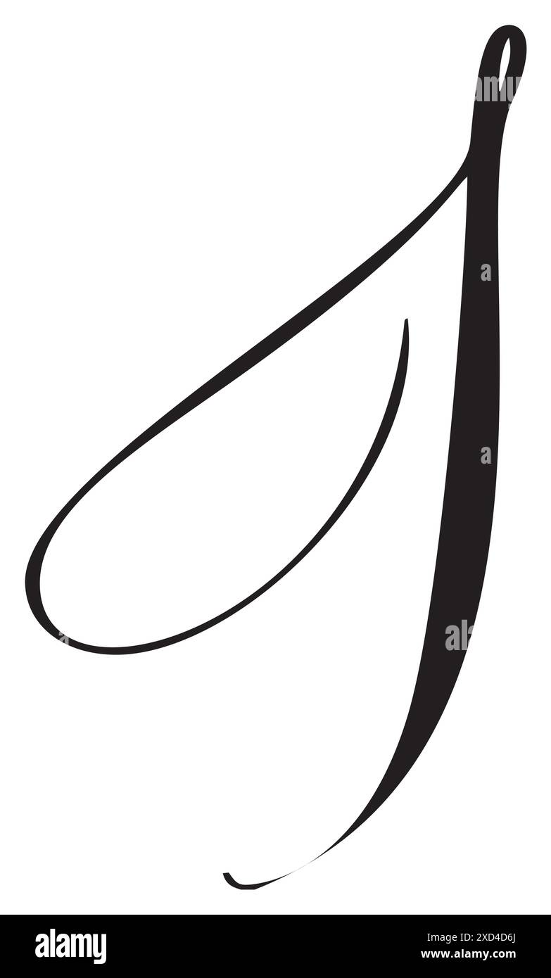 Vector calligraphy hand drawn letter I drop cap. Script font logo icon ...