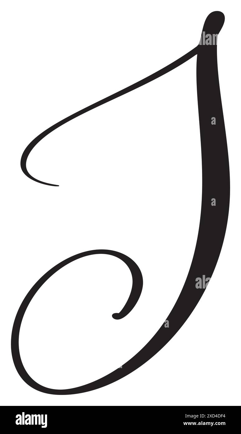 Vector calligraphy hand drawn letter I drop cap. Script font logo icon ...