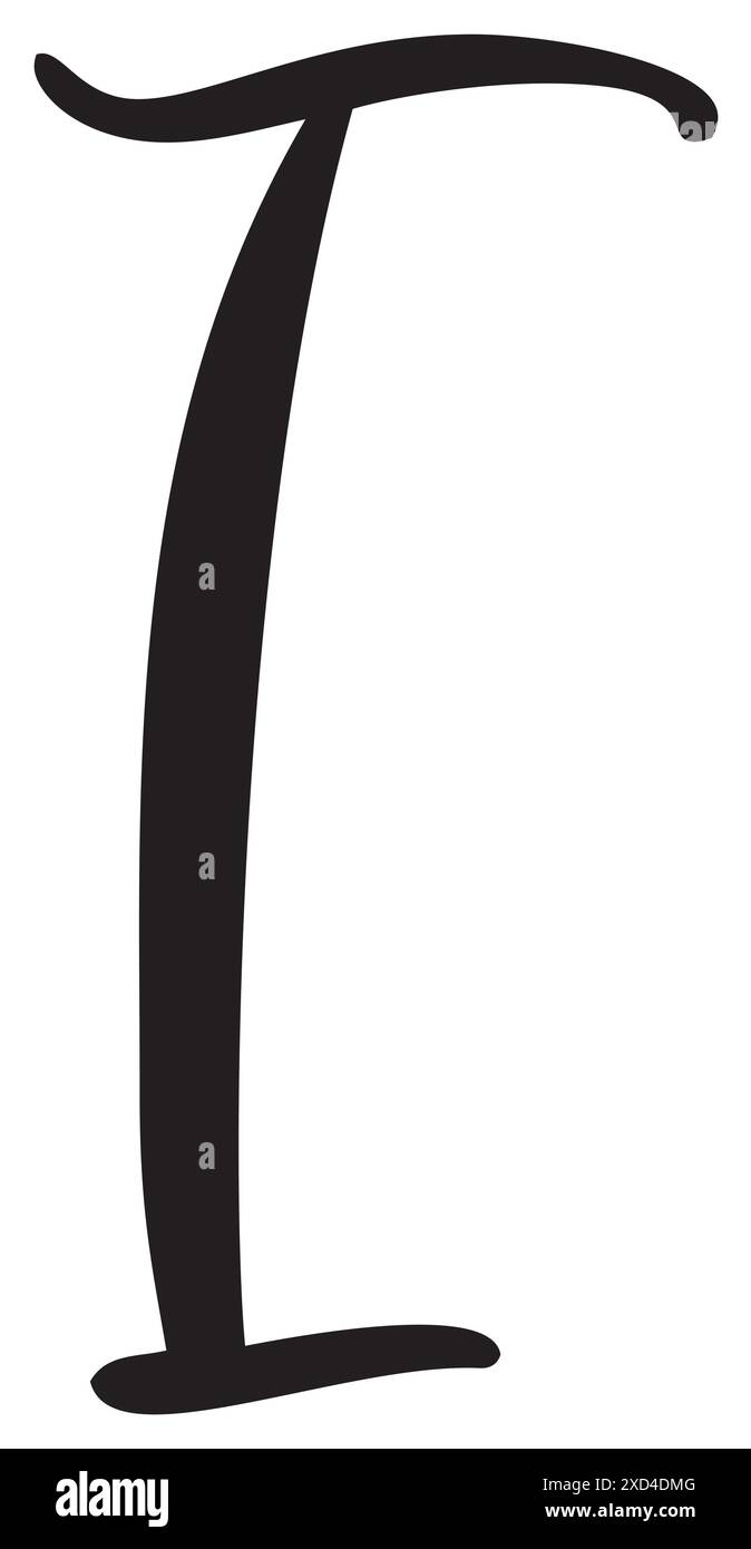 Hand drawn vector calligraphy letter capital I. Script font logo ...