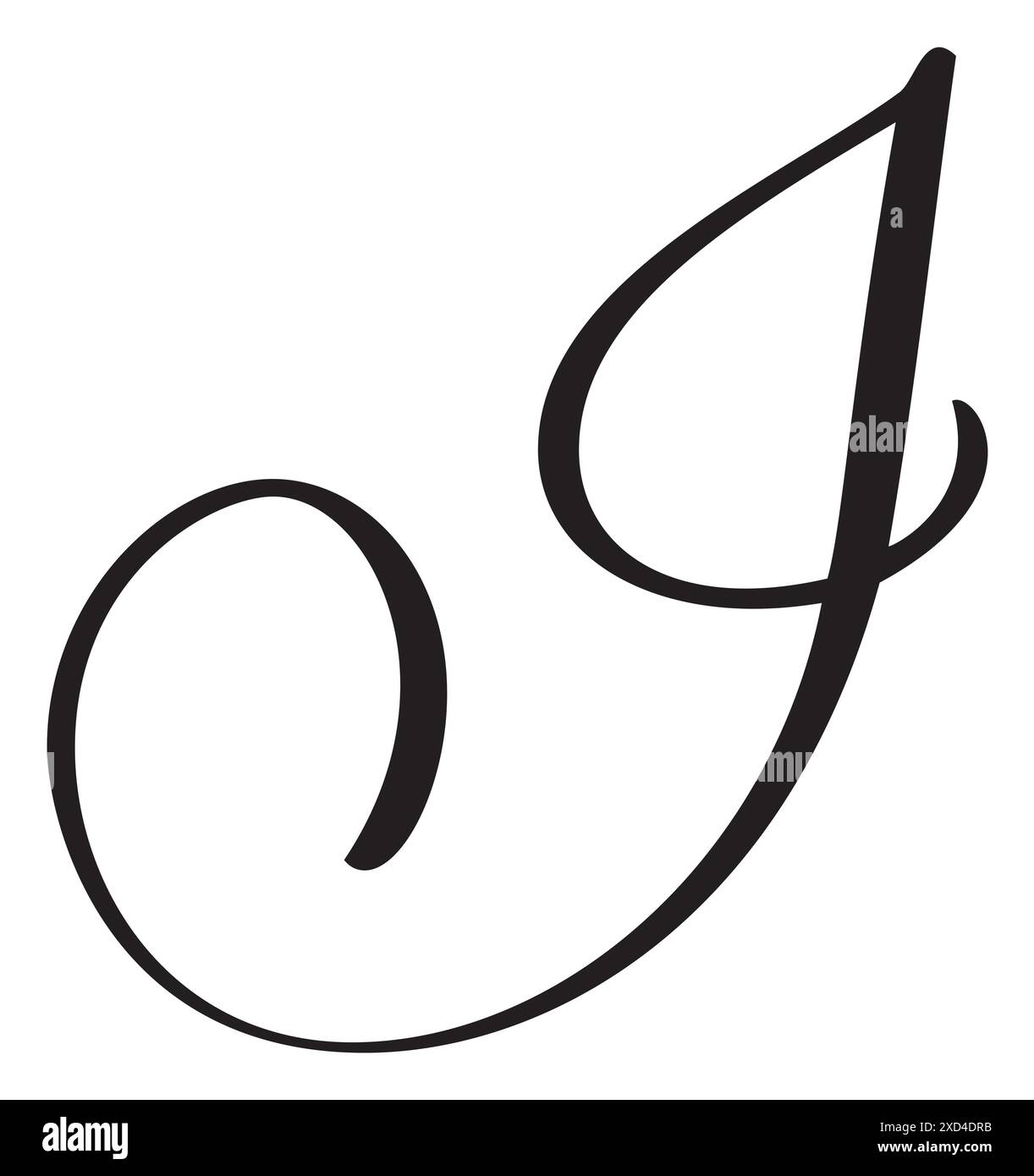 Vector calligraphy hand drawn letter I drop cap. Script font logo icon ...