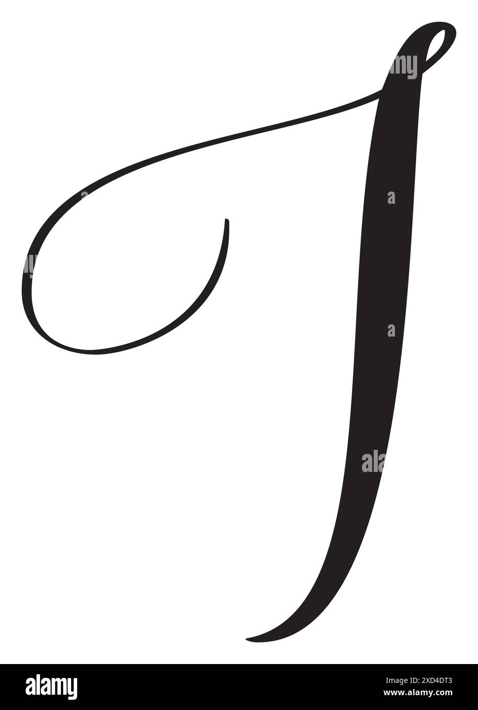 Hand drawn vector calligraphy letter capital I. Script font logo ...