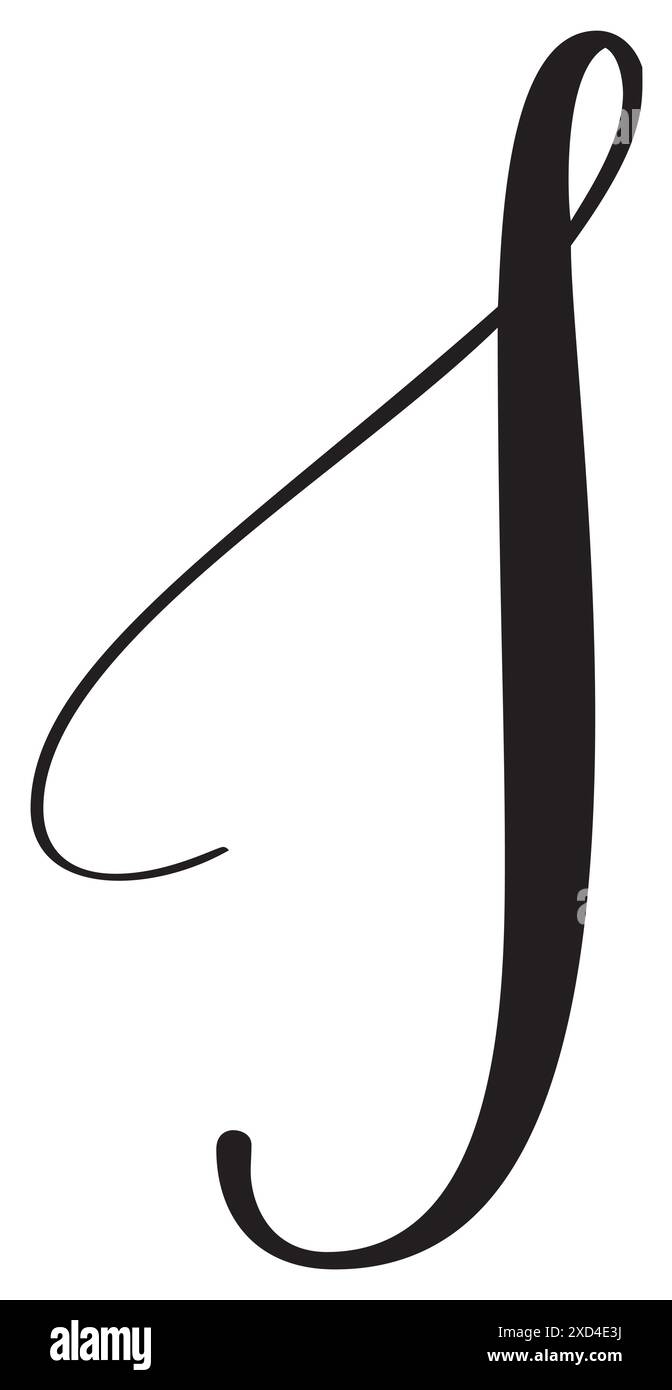 Vector calligraphy hand drawn letter I drop cap. Script font logo icon ...