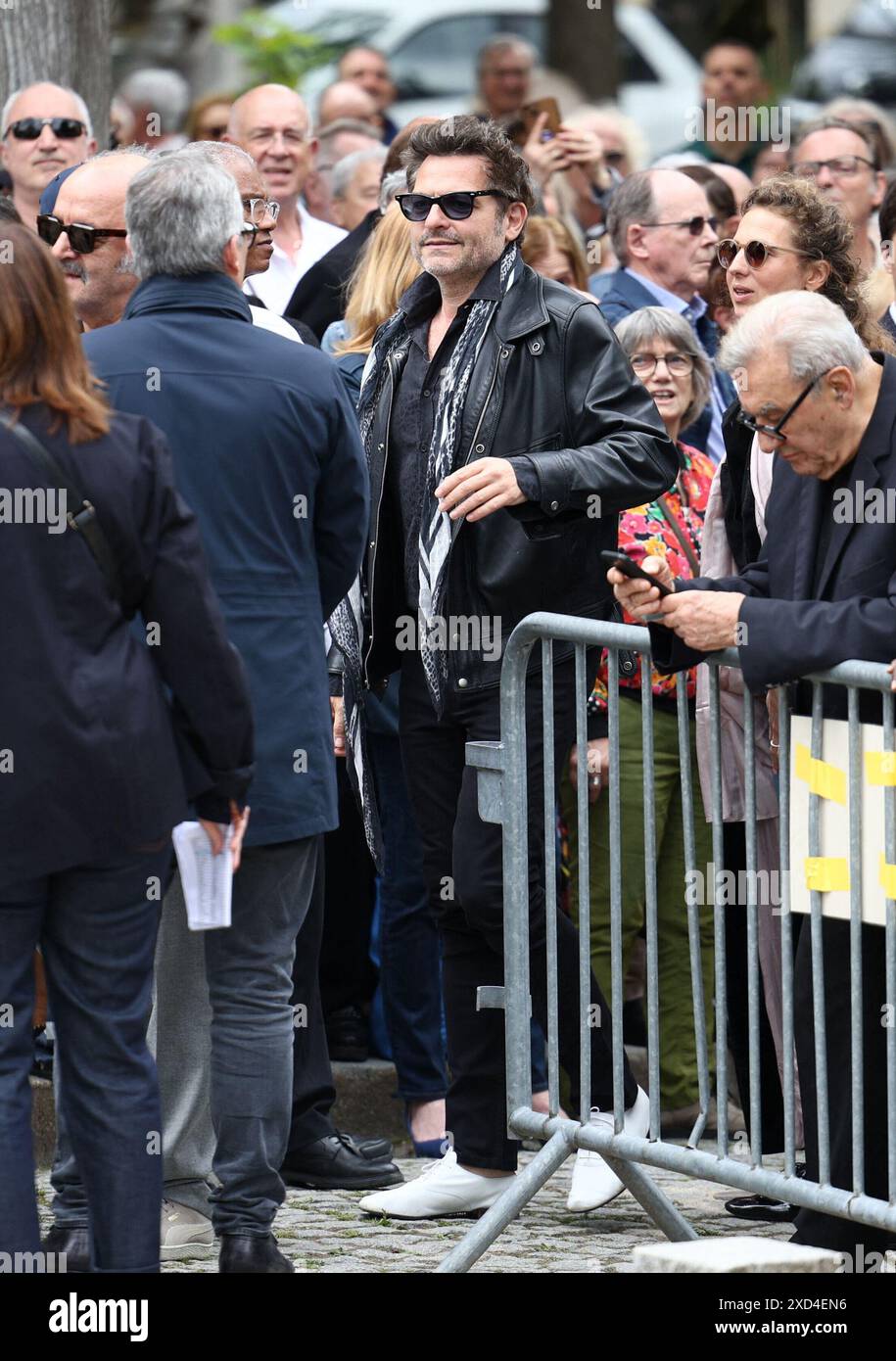 Paris, France. 20th June, 2024. Matthieu Chedid arriving to the funeral ...