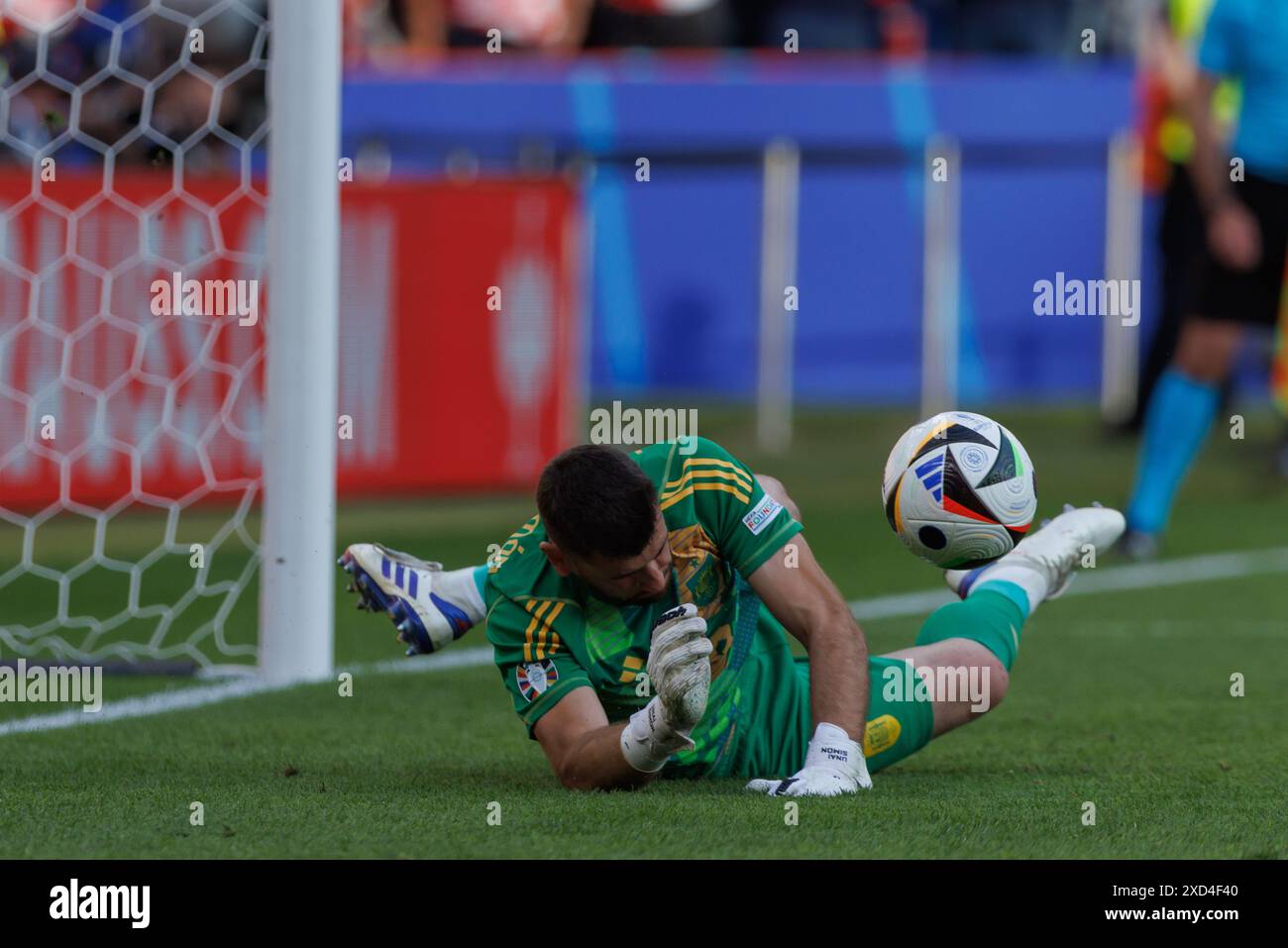 Unai Simon saves penalty during UEFA Euro 2024 game between national ...