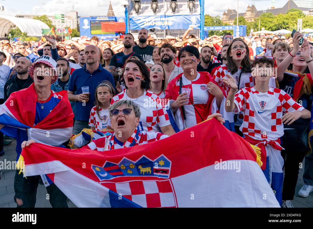 Kroatien Fans jubeln, Emotionen, Flagge, Tor, Croatia Fans, Emotions ...