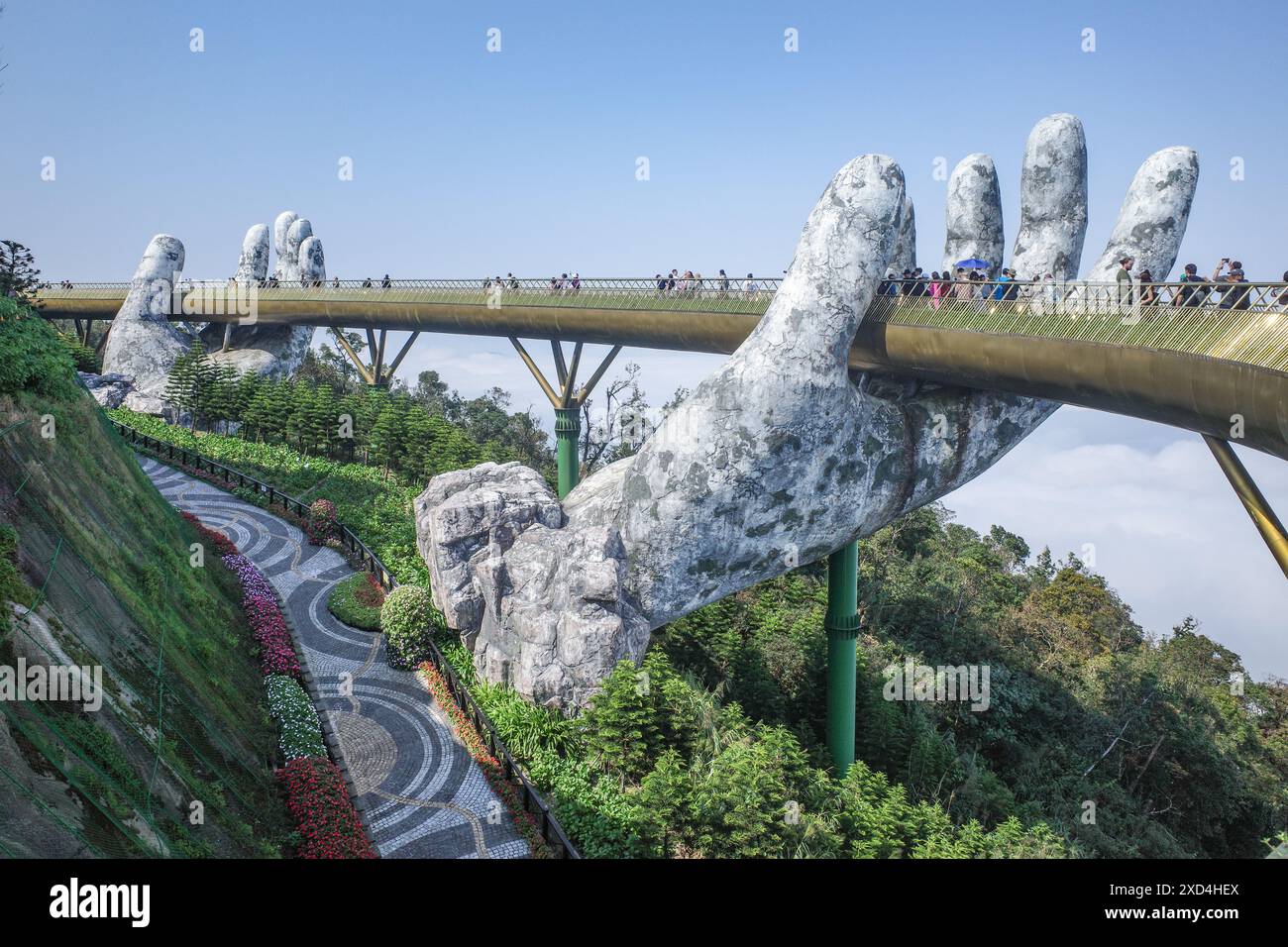 Ba Na Hills, Vietnam - 7 Feb, 2024: The Golden Bridge, a tourist ...