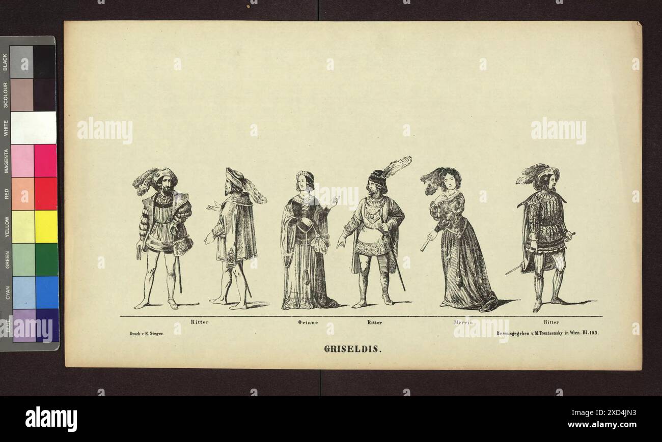 Altwiener Mandlbogen - Theaterfiguren (Blatt Nr. 105, Griseldis), aus ...