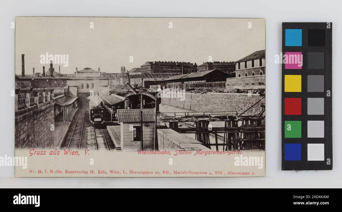 Photograph of Margaretengürtel Stadtbahn station in Vienna around 1900 ...