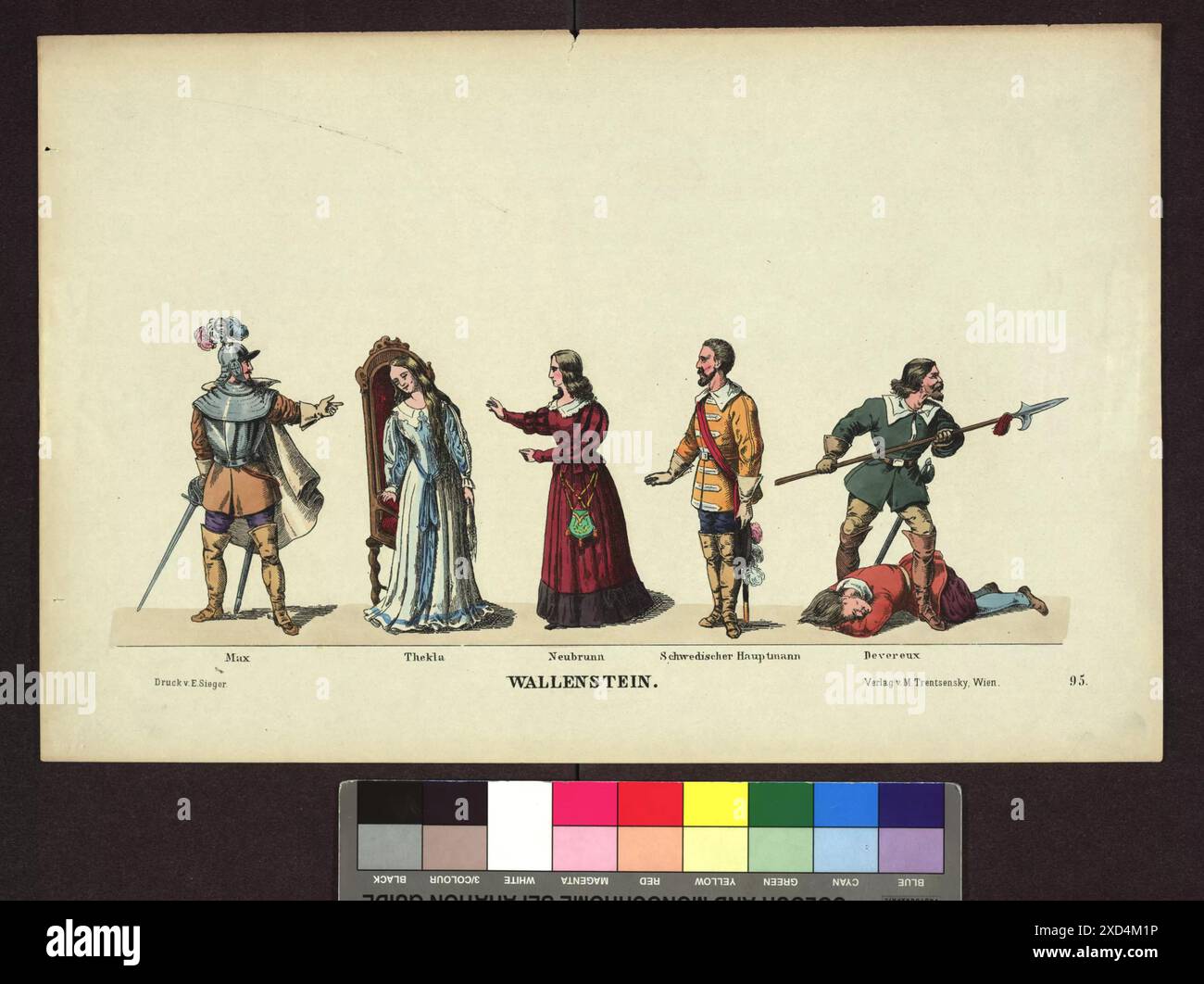 Illustration of stage actors from the play 'Wallenstein' depicting 19th ...