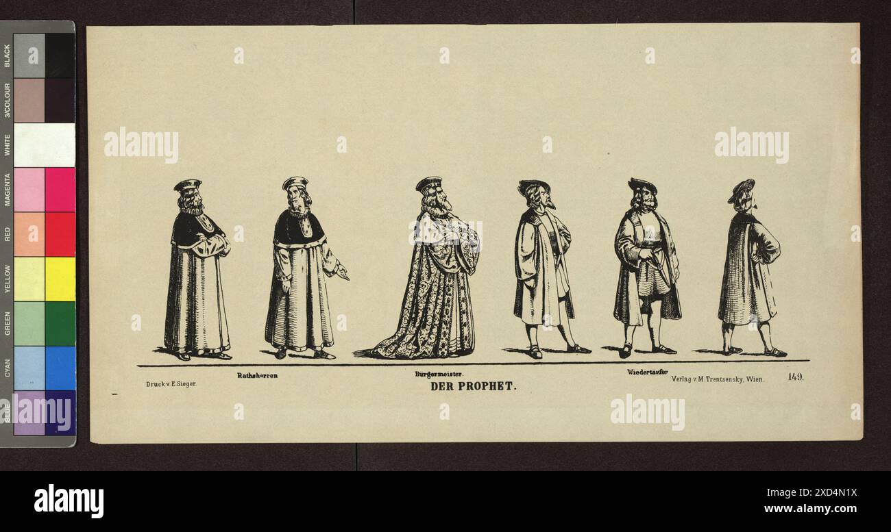 Illustration from the Altwiener Mandlbogen series depicting an actor ...