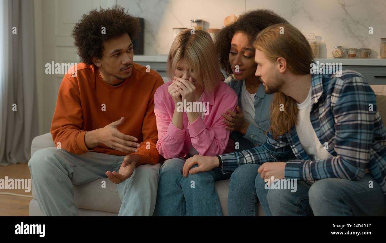 Sad upset crying suffering woman Caucasian girl female depressed ...