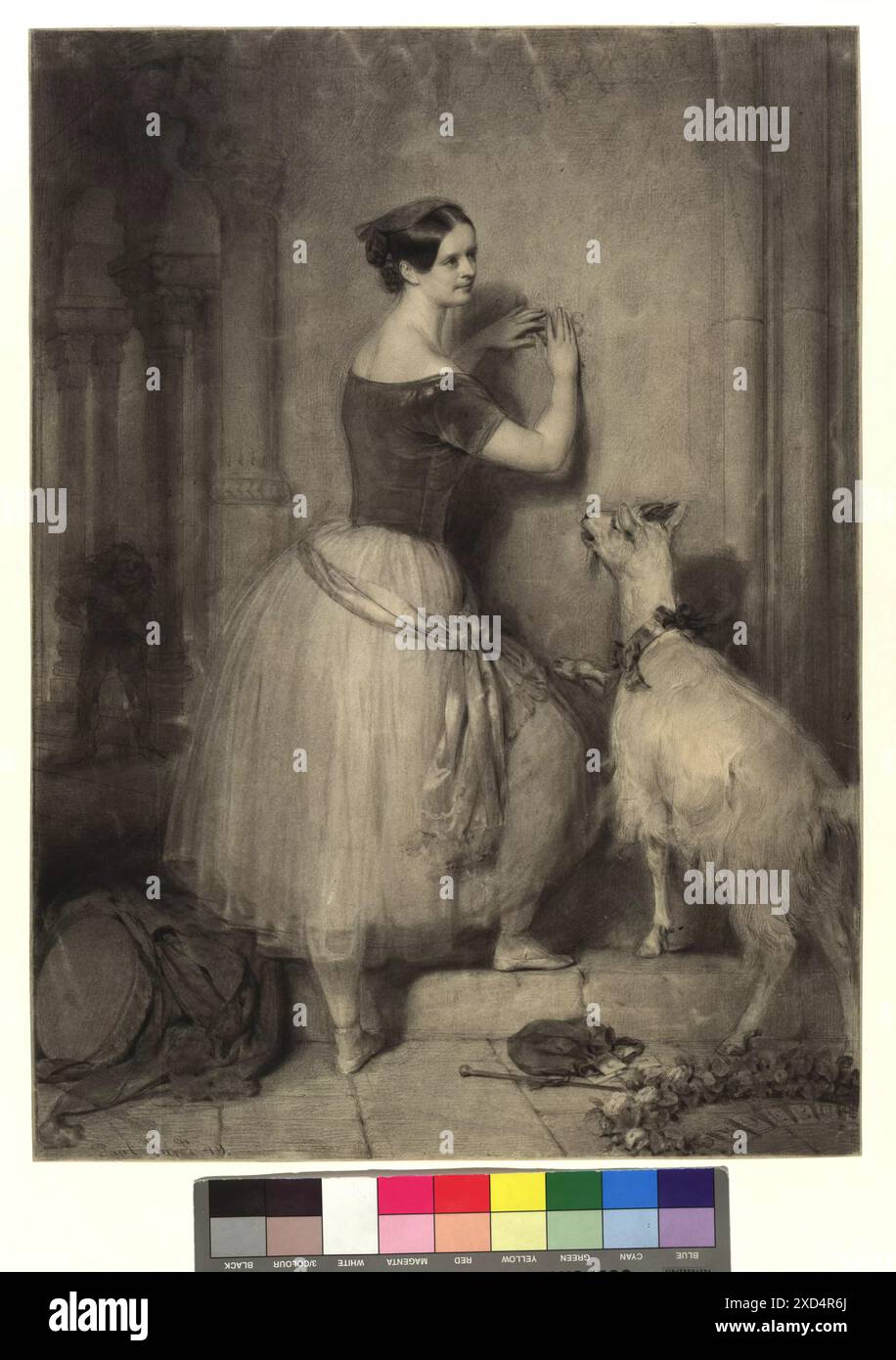Fanny Elssler als "Esmeralda" mit Ziege und Quasimodo in Notre Dame ...