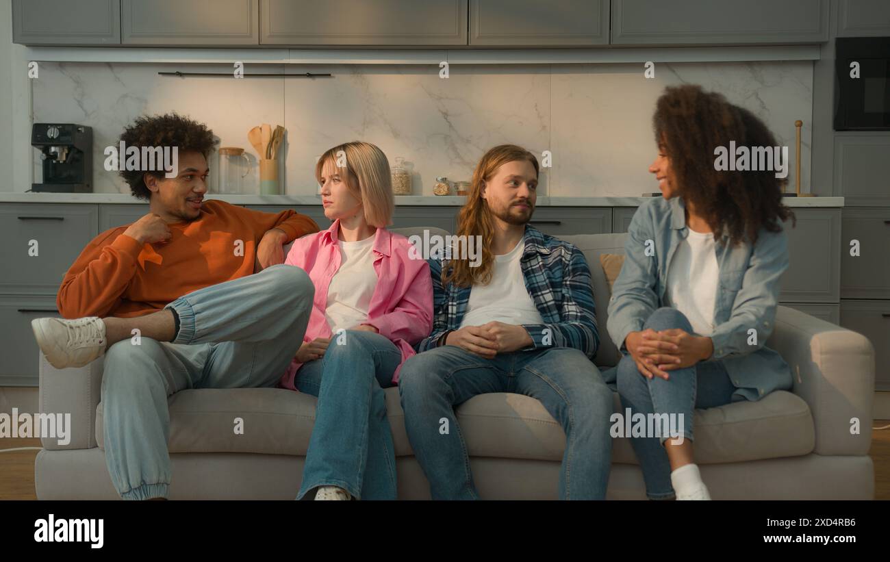 Happy smiling talking multiracial friends multiethnic people diversity ...