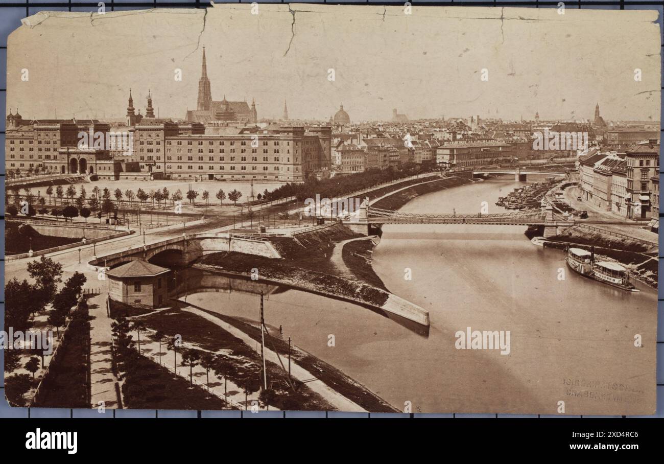 Photograph of Aspernplatz in Vienna between 1890 and 1900 showing the ...