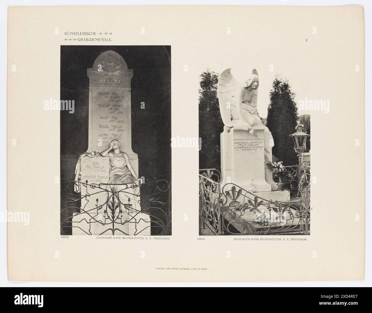 Monumental tombs of Frohlik/Rabl and Paula Stricker in Graz, sculpted ...