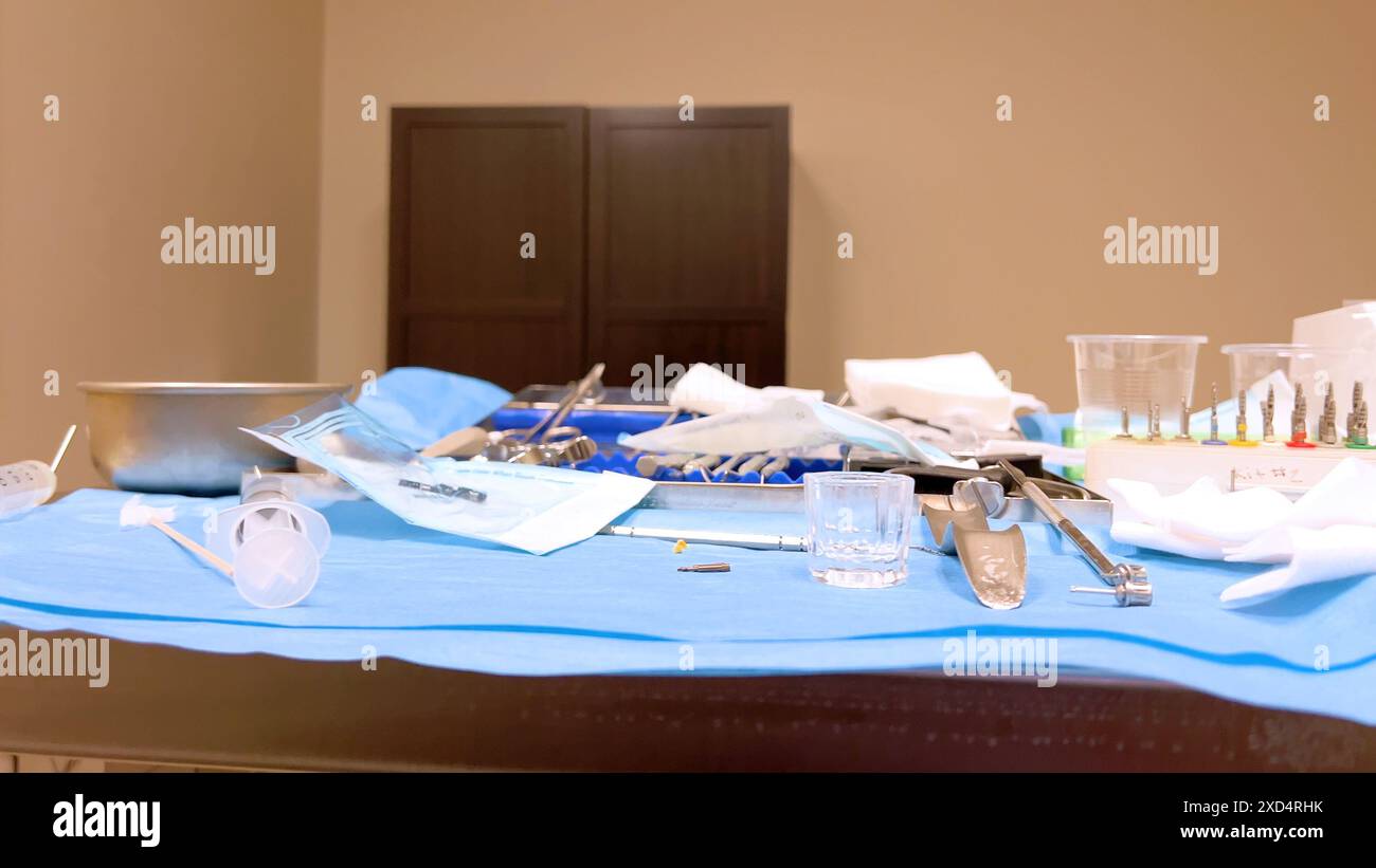 Surgical Instruments Prepared for Medical Implant Procedure Stock Photo ...