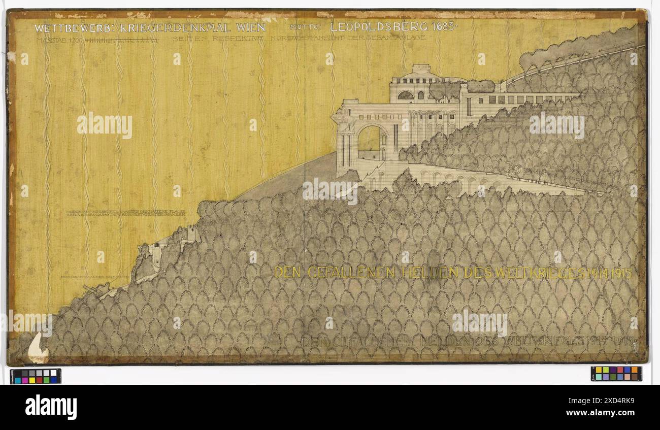 Architectural drawing by Friedrich Ohmann showing the war memorial on ...