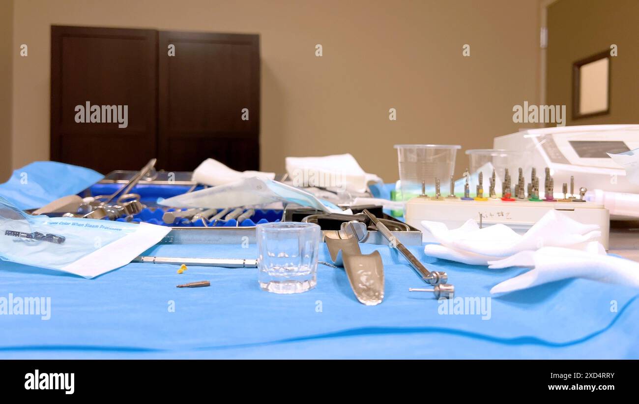Surgical Instruments Prepared for Medical Implant Procedure Stock Photo ...