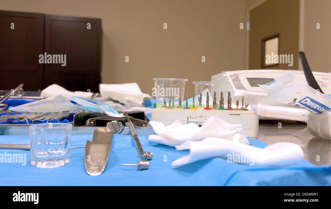 Surgical Instruments Prepared for Medical Implant Procedure Stock Photo ...