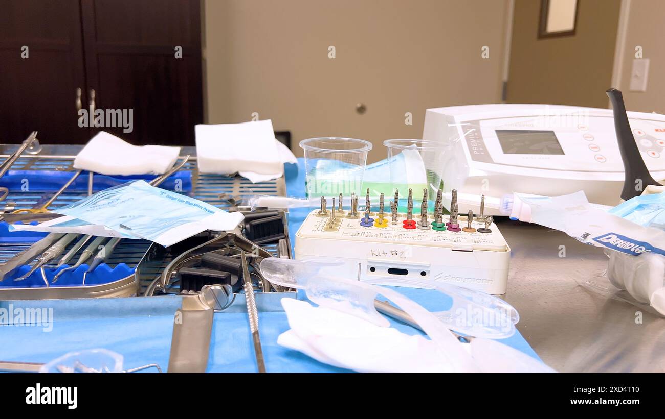 Surgical Instruments Prepared for Medical Implant Procedure Stock Photo ...