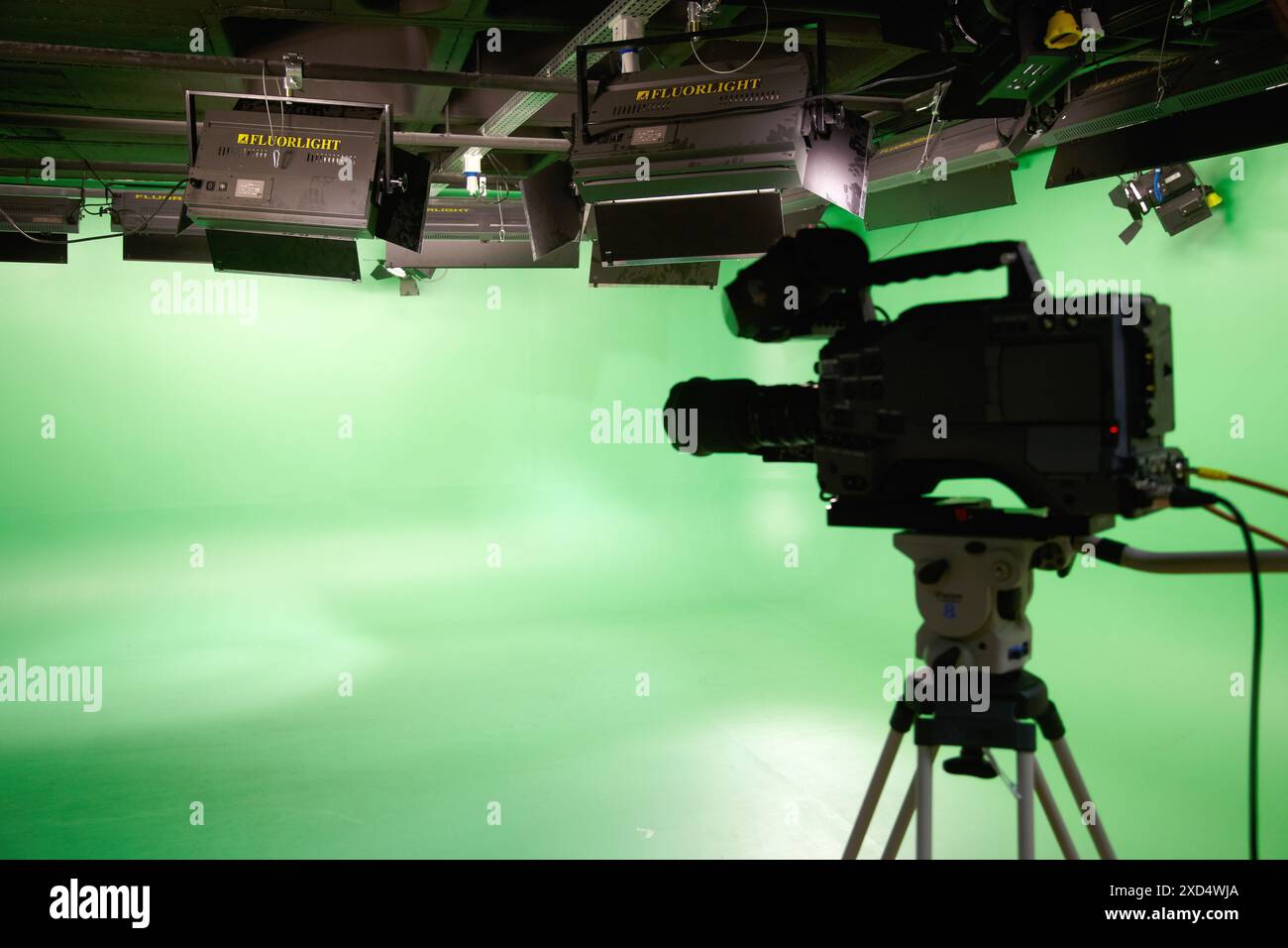 Green screen chroma key in TV set, digital TV lab, digital TV and ...