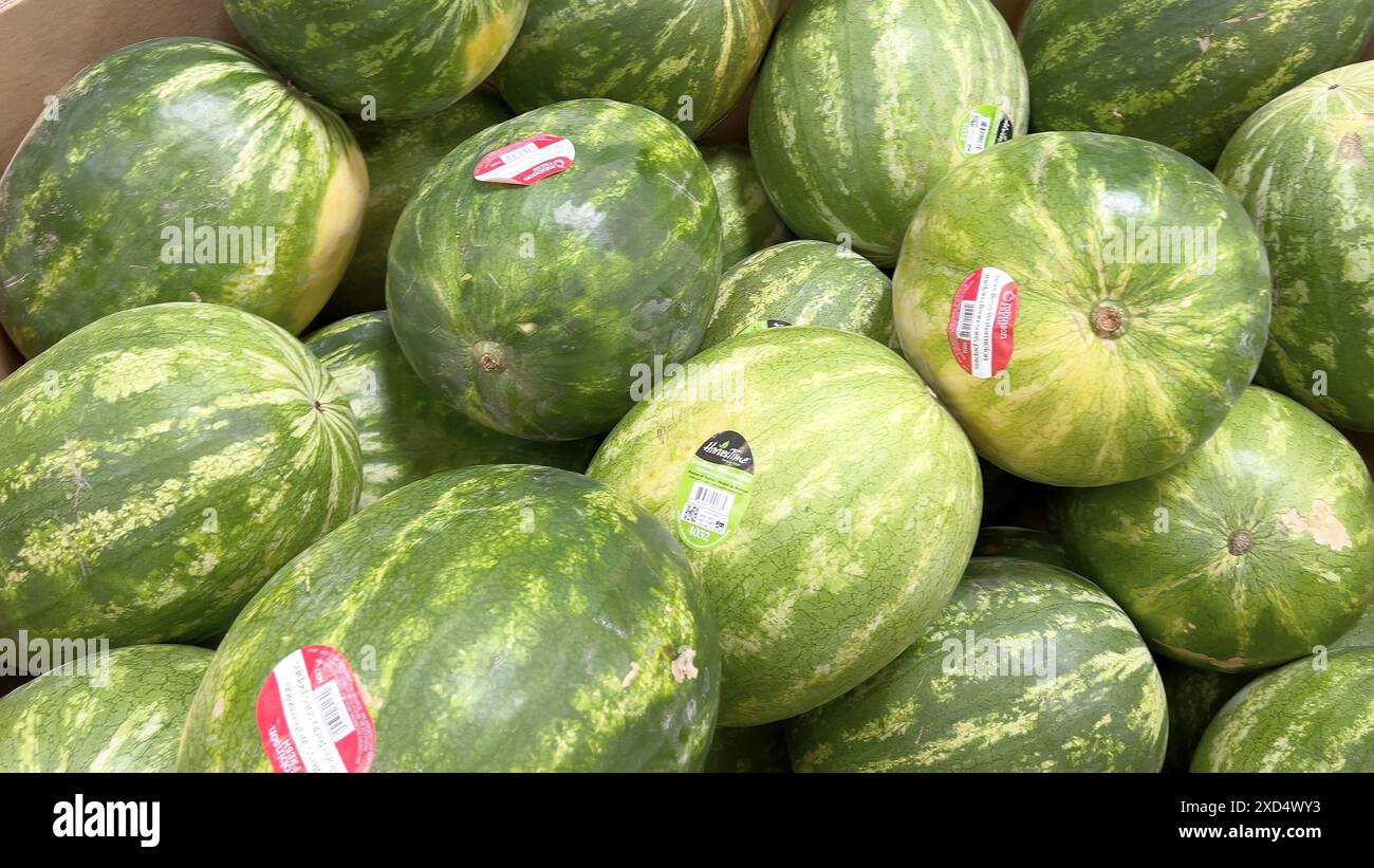 Fresh Watermelons on Display at Sams Club Stock Photo - Alamy