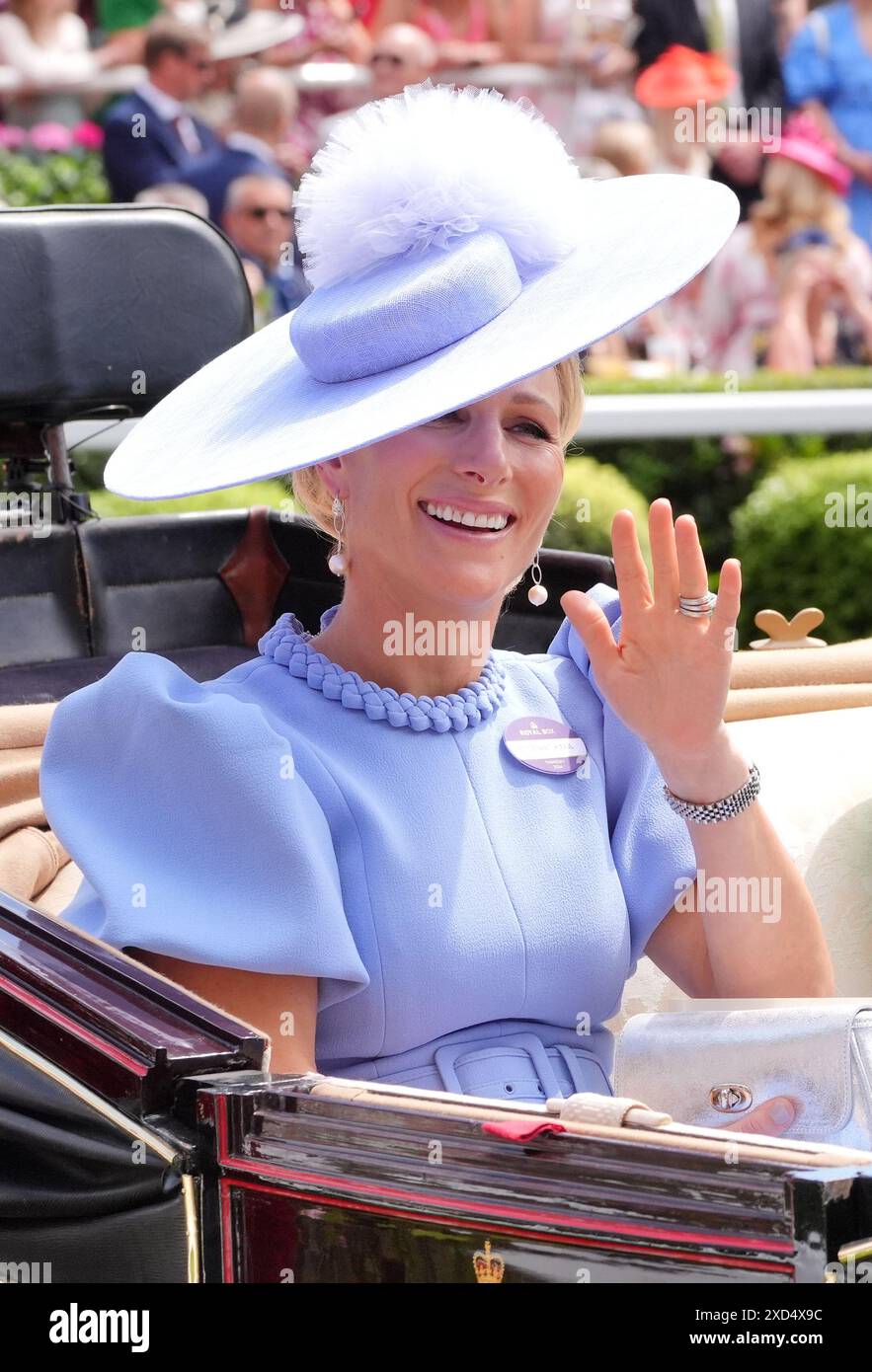 Zara Tindall arrives by carriage during day three of Royal Ascot at ...