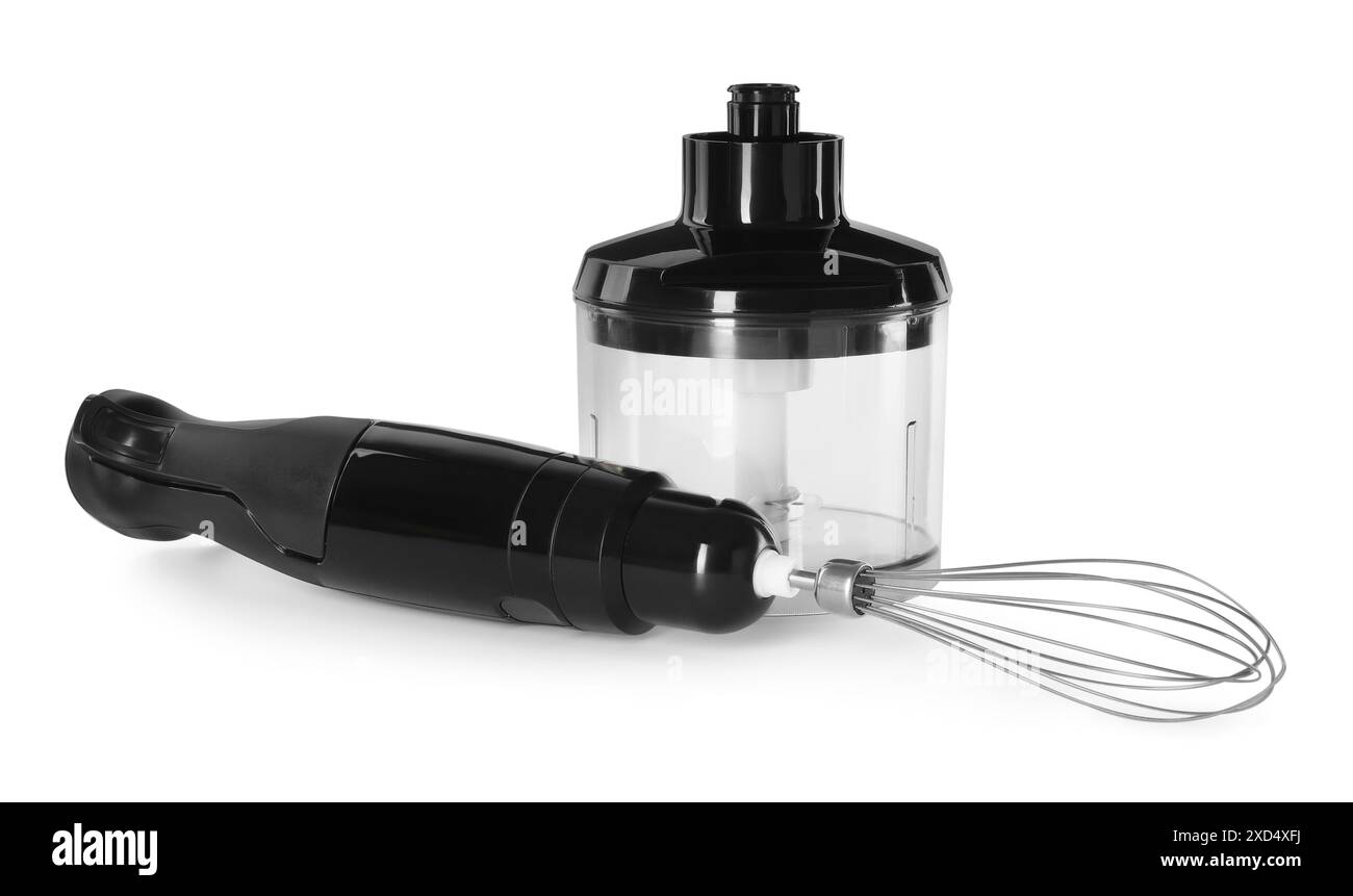 Modern hand blender kit isolated on white Stock Photo - Alamy