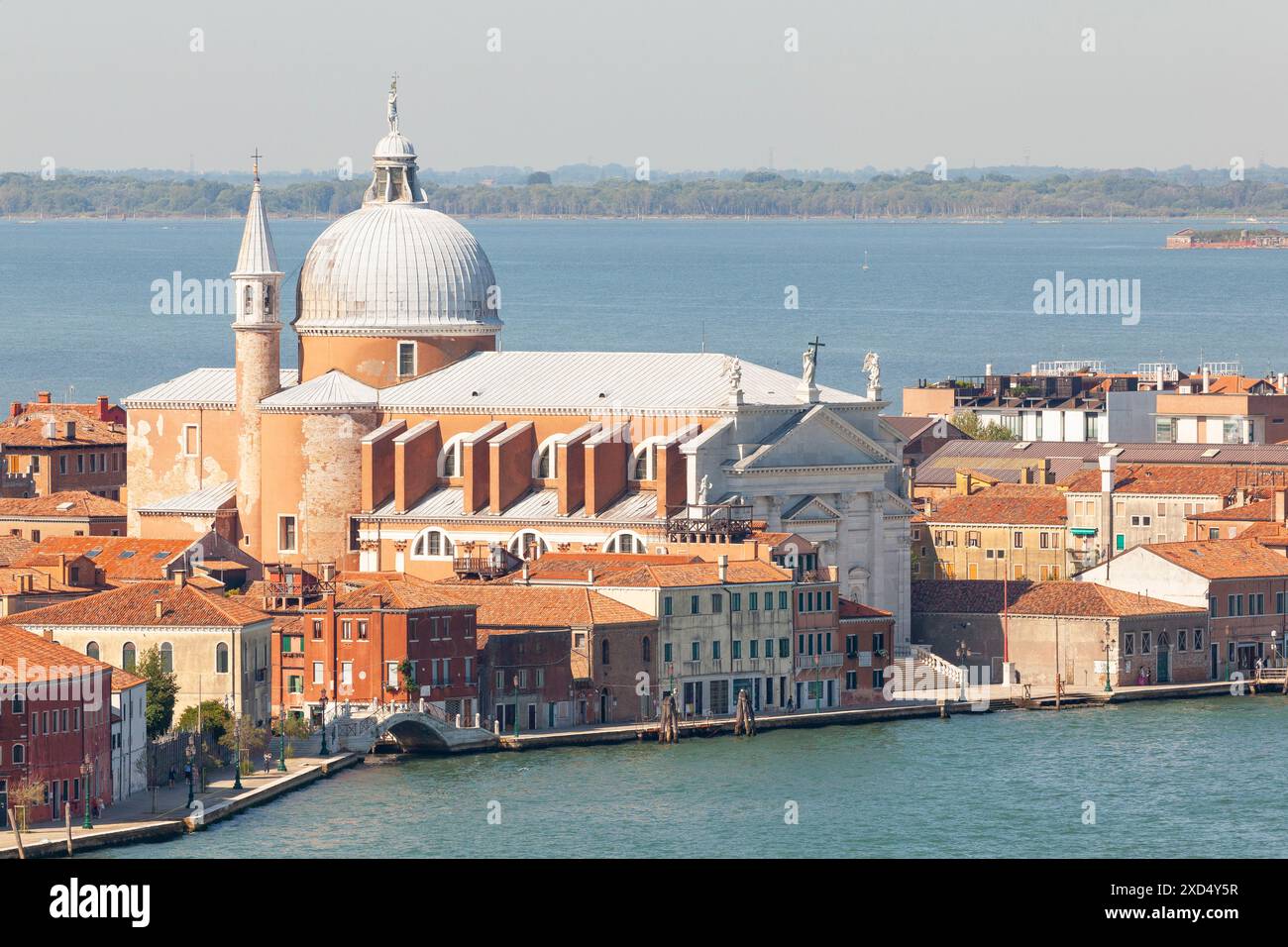 Aerial view in sea mist of Il Redentore, Chiesa del Santissimo ...