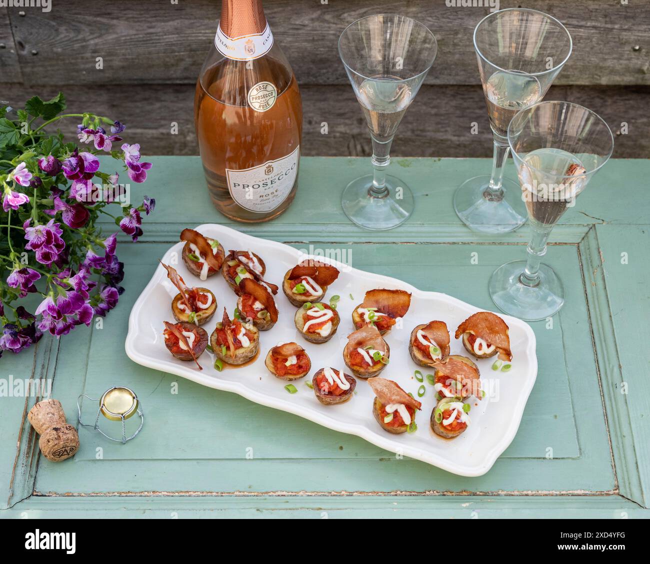 Patatas bravas in mini format and topped with delicious air-dried ham ...