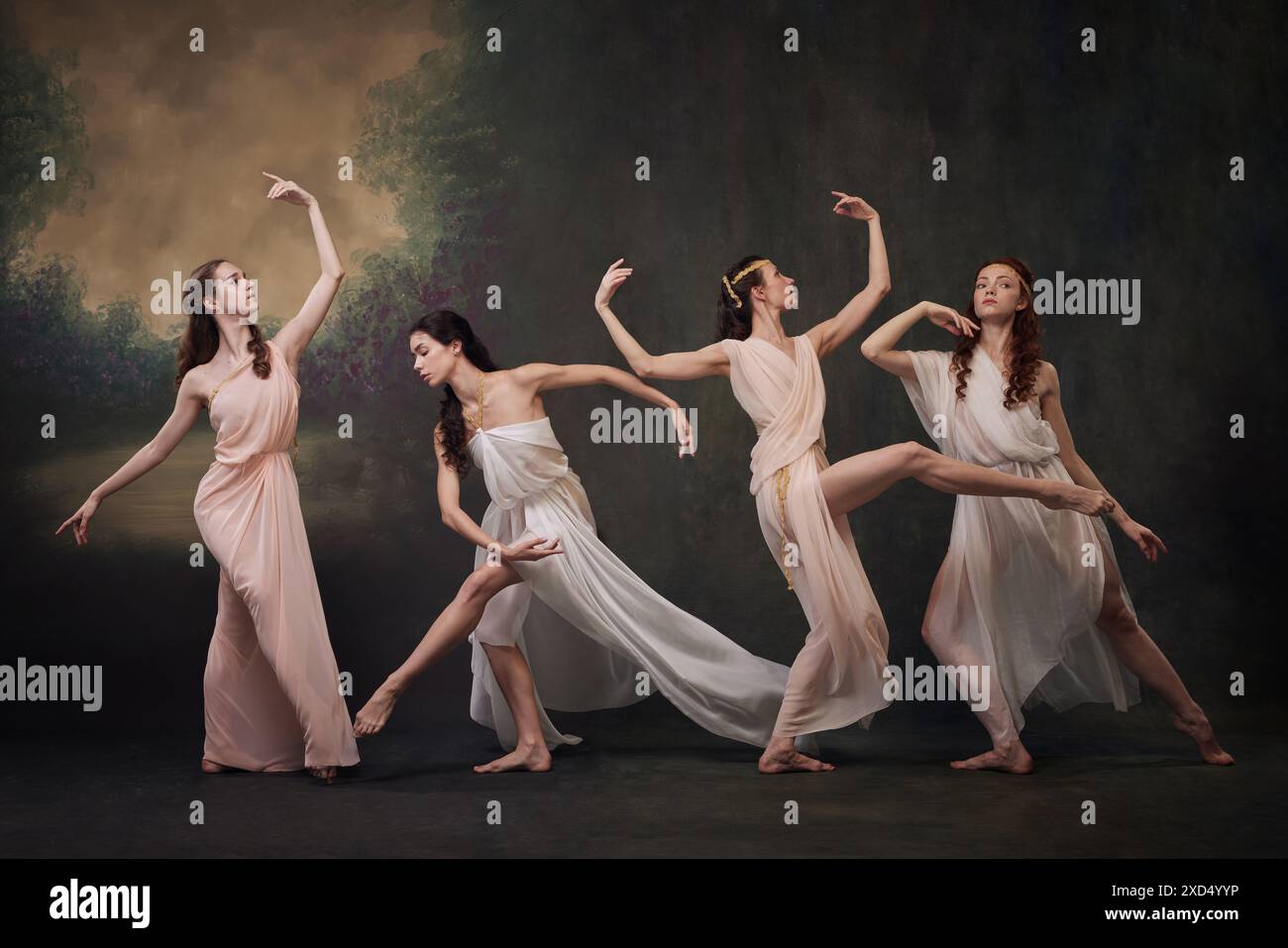Spirit of Ballet. Graceful, elegant young women, ballerinas in soft ...