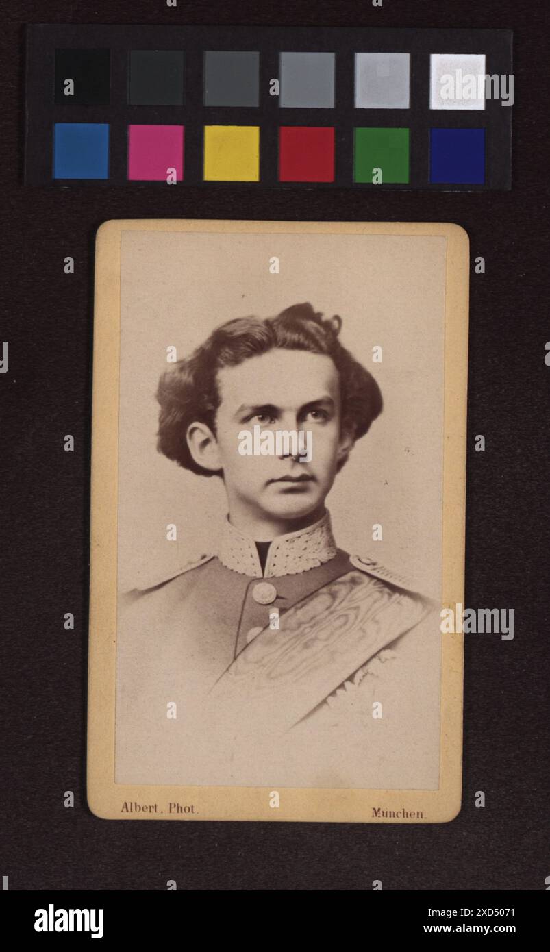 Portrait of King Ludwig II of Bavaria (1845–1886) in military uniform ...