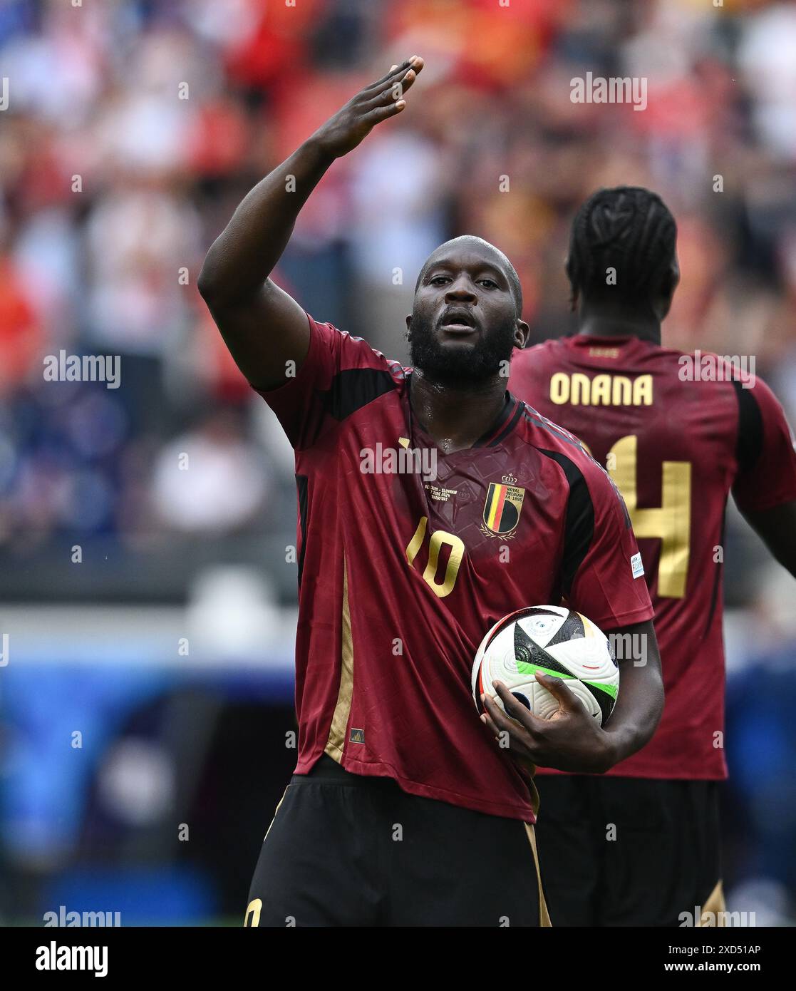 FRANKFURT AM MAIN, GERMANY - JUNE 17: Romelu Lukaku of Slovakia ...