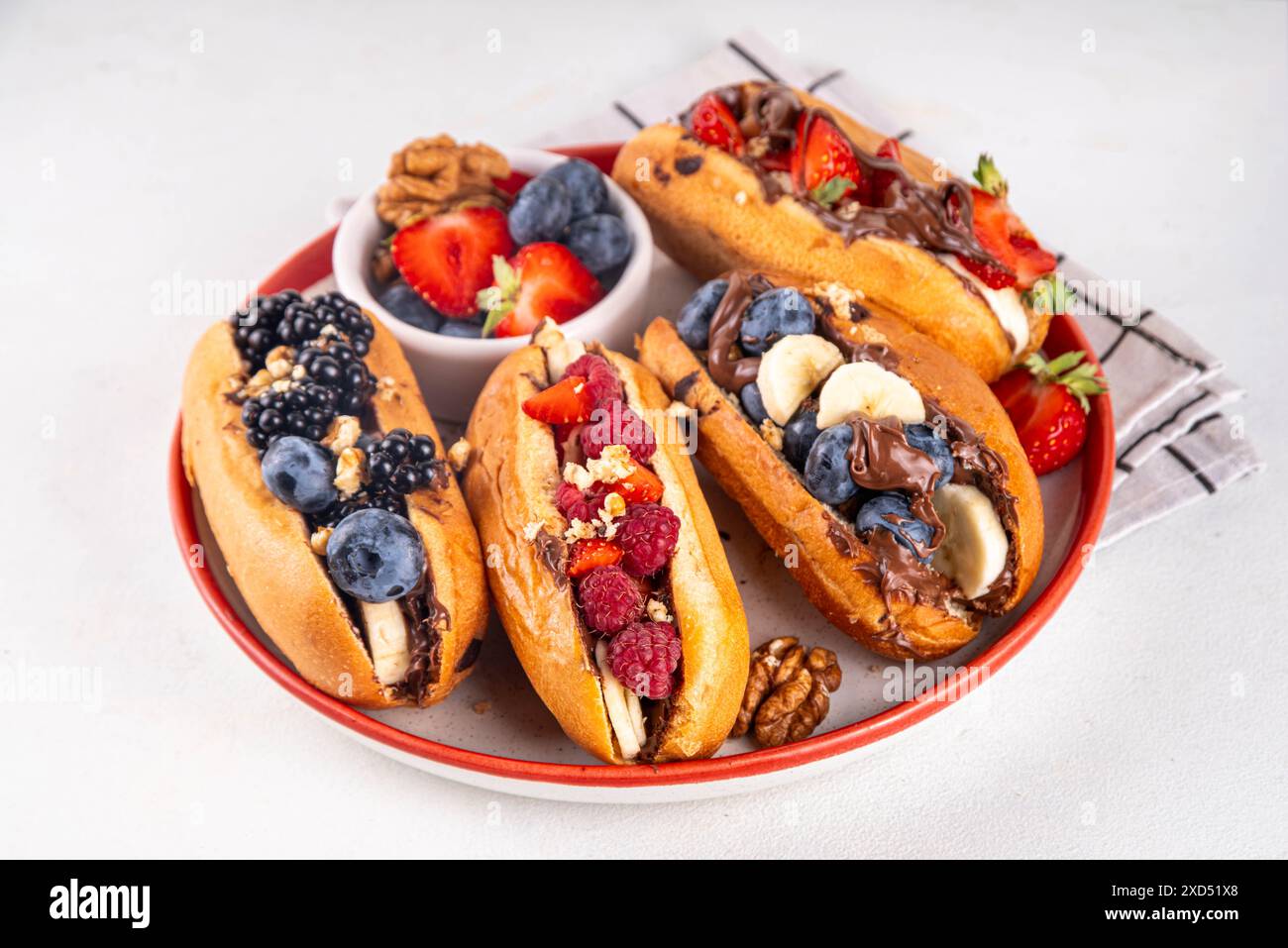 Sweet summer fruit berry breakfast sweet hot dogs, dessert leftovers ...