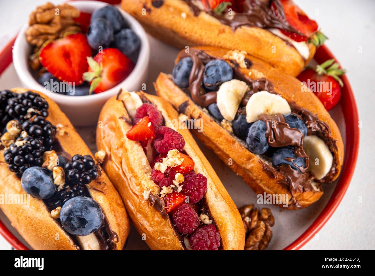 Sweet summer fruit berry breakfast sweet hot dogs, dessert leftovers ...