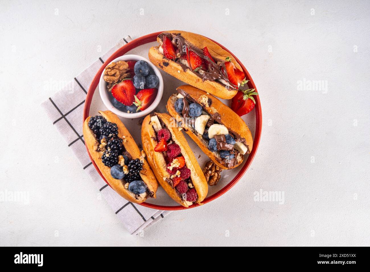 Sweet summer fruit berry breakfast sweet hot dogs, dessert leftovers ...