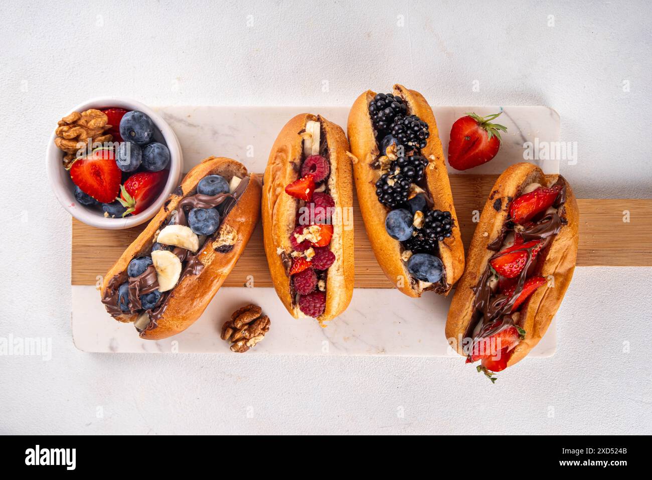 Sweet summer fruit berry breakfast sweet hot dogs, dessert leftovers ...