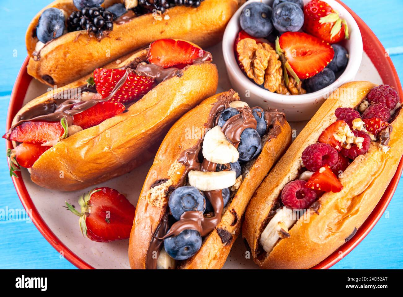 Sweet summer fruit berry breakfast sweet hot dogs, dessert leftovers ...