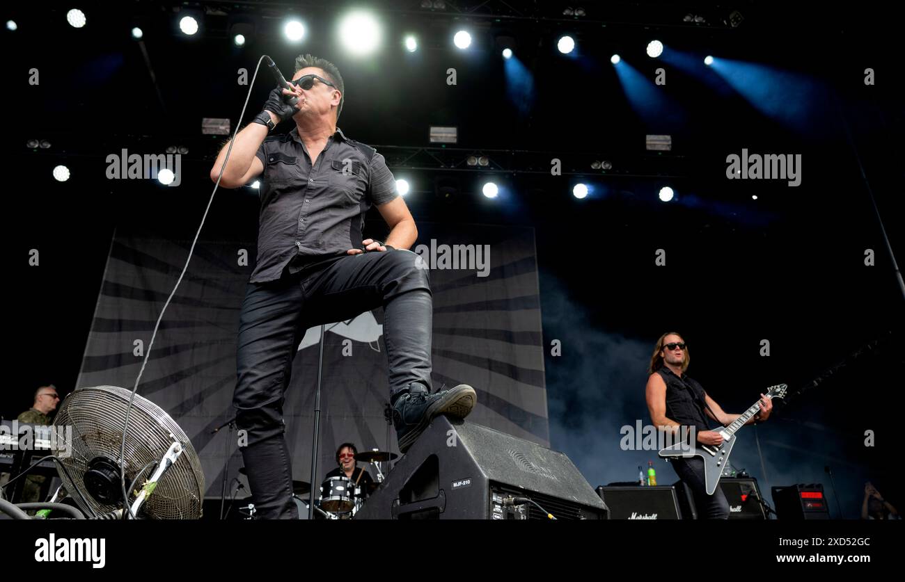 The German band Die Krupps on the Pandemonium stage on Thursday, June ... The German band Die Krupps on the Pandemonium stage on Thursday, June ...