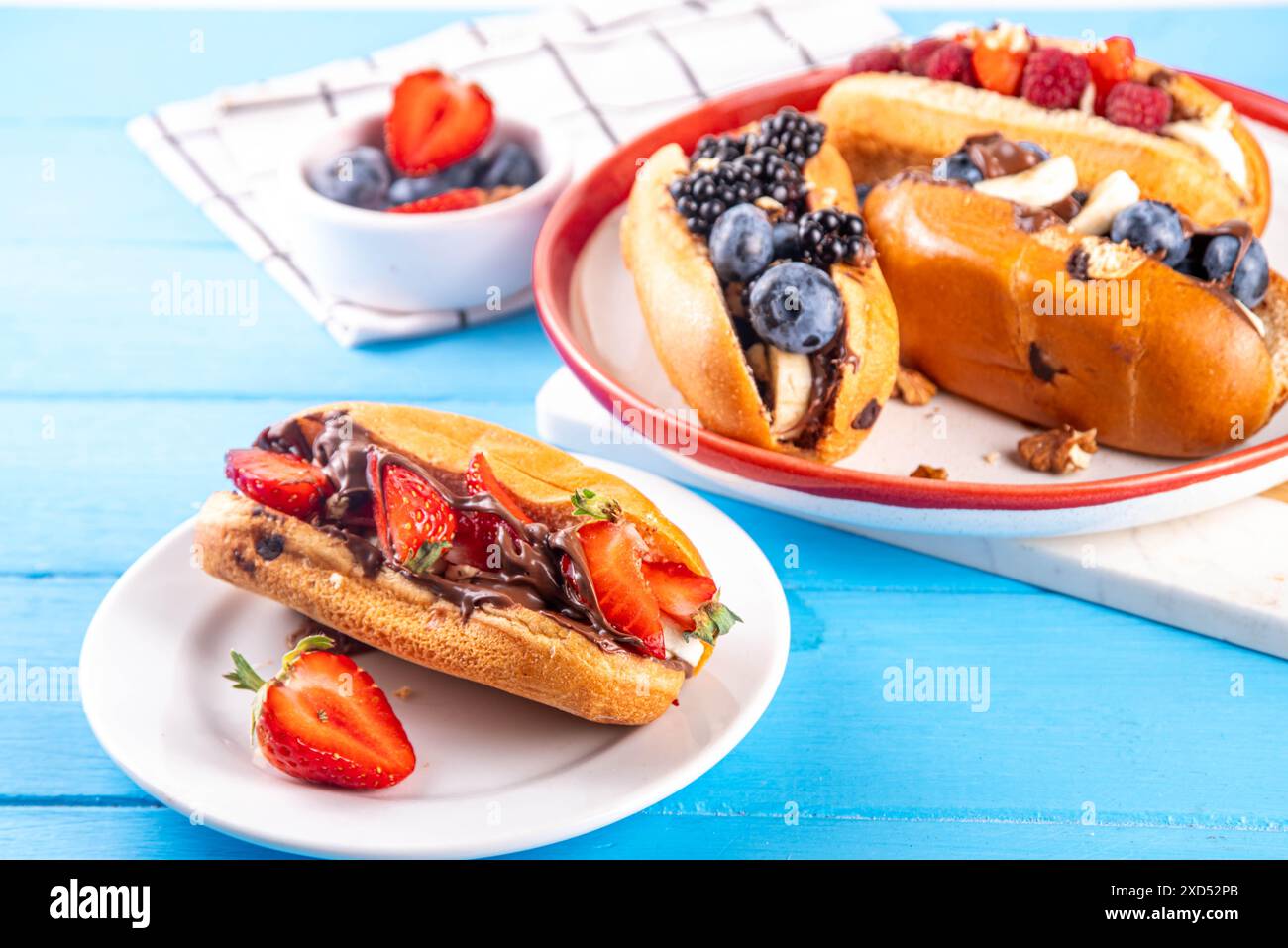 Sweet summer fruit berry breakfast sweet hot dogs, dessert leftovers ...