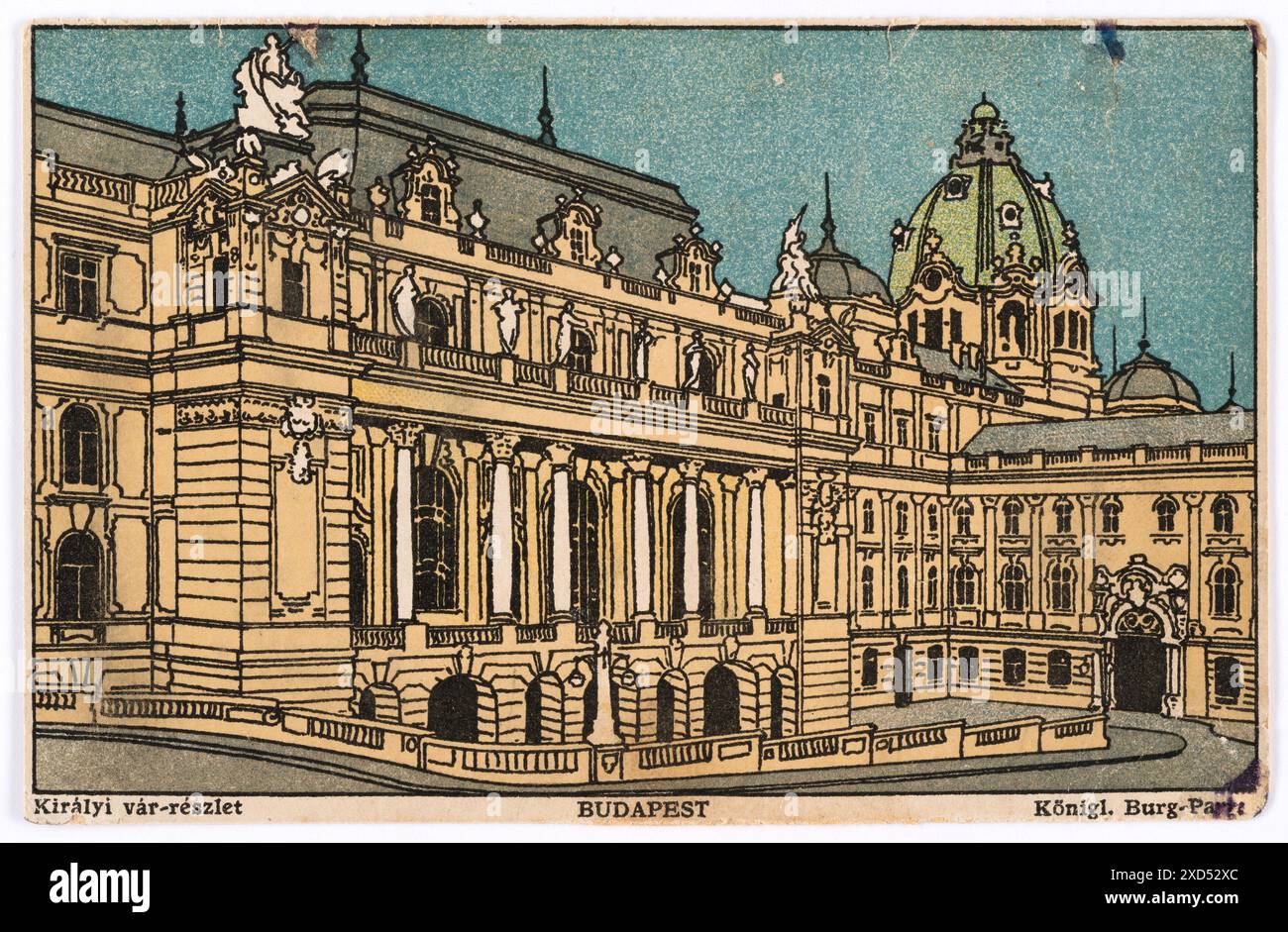 Postkarte der Wiener Werkstätte Nr. 452: Budapest, Königl. Burg ...