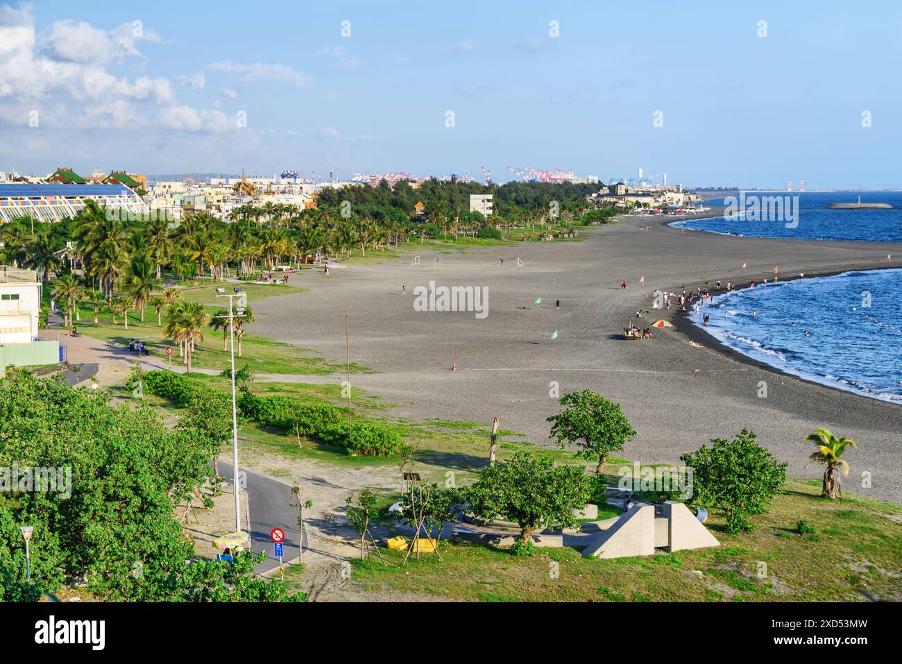 Awesome aerial view of Cijin Beach at Cijin Island in Kaohsiung, Taiwan ...
