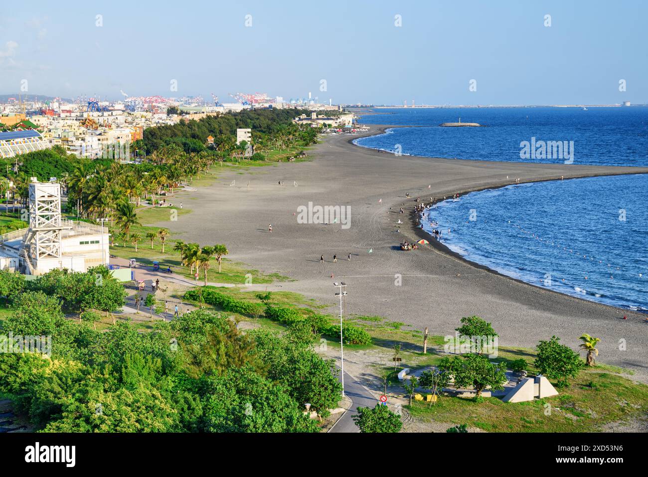 Awesome aerial view of Cijin Beach at Cijin Island in Kaohsiung, Taiwan ...