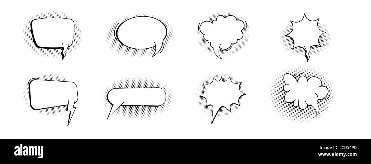 Comic speech bubble cloud with halftone, empty frame for text, boom or ...