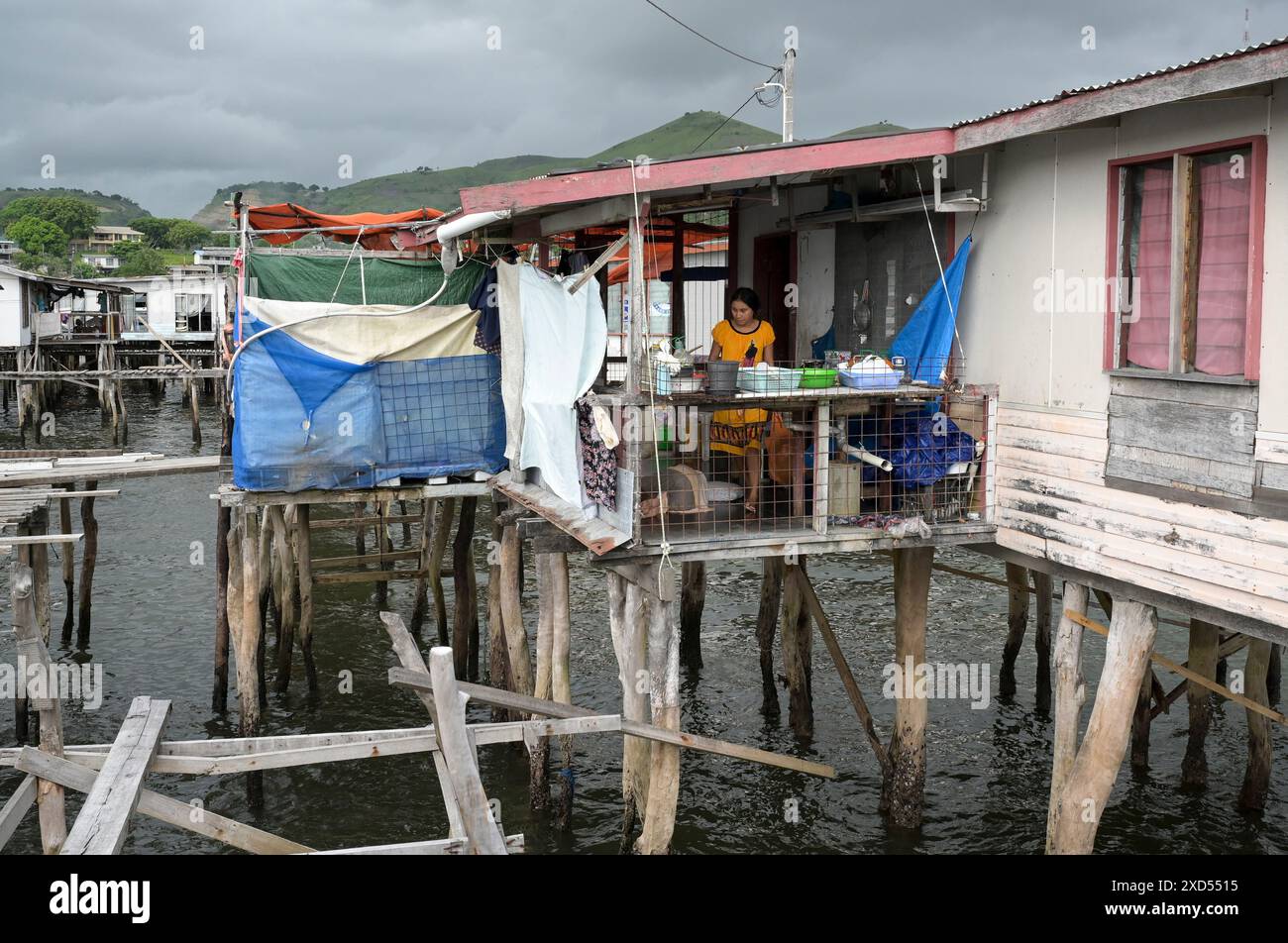 PAPUA NEW GUINEA, capital city Port Moresby, settlement Hanuabada with ...